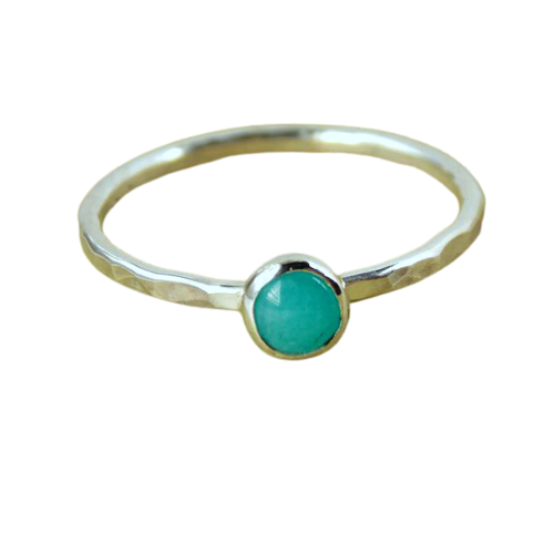 Amazonite Hammered Band Ring - Sterling Silver | Rito Originals